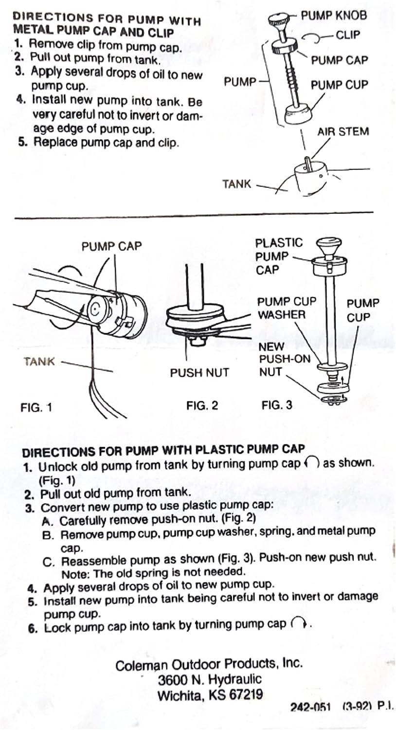 Coleman 242M5305 Lantern Pump Plunger Kit - Leather Pump Cup Included ...