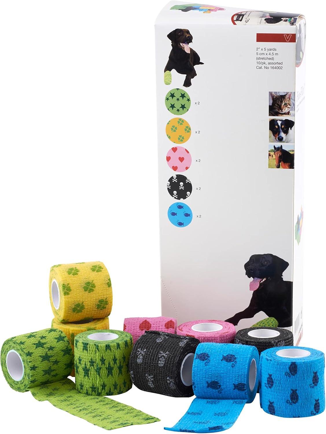 Kruuse Fun-Flex Pet Bandage - 10 Assorted Rolls (5 cm x 4.5 m ...
