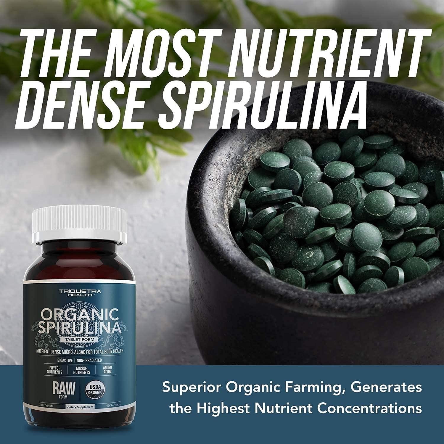 Parry Spirulina Tablets - Certified Organic 360 Tablets for Highest Nutrient Density, Non ...
