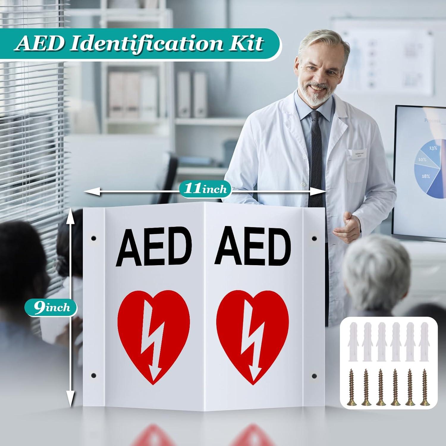 AED Projecting Sign Graphic 5x7 | Indoor/Outdoor Wall Sign Pack of 3 ...