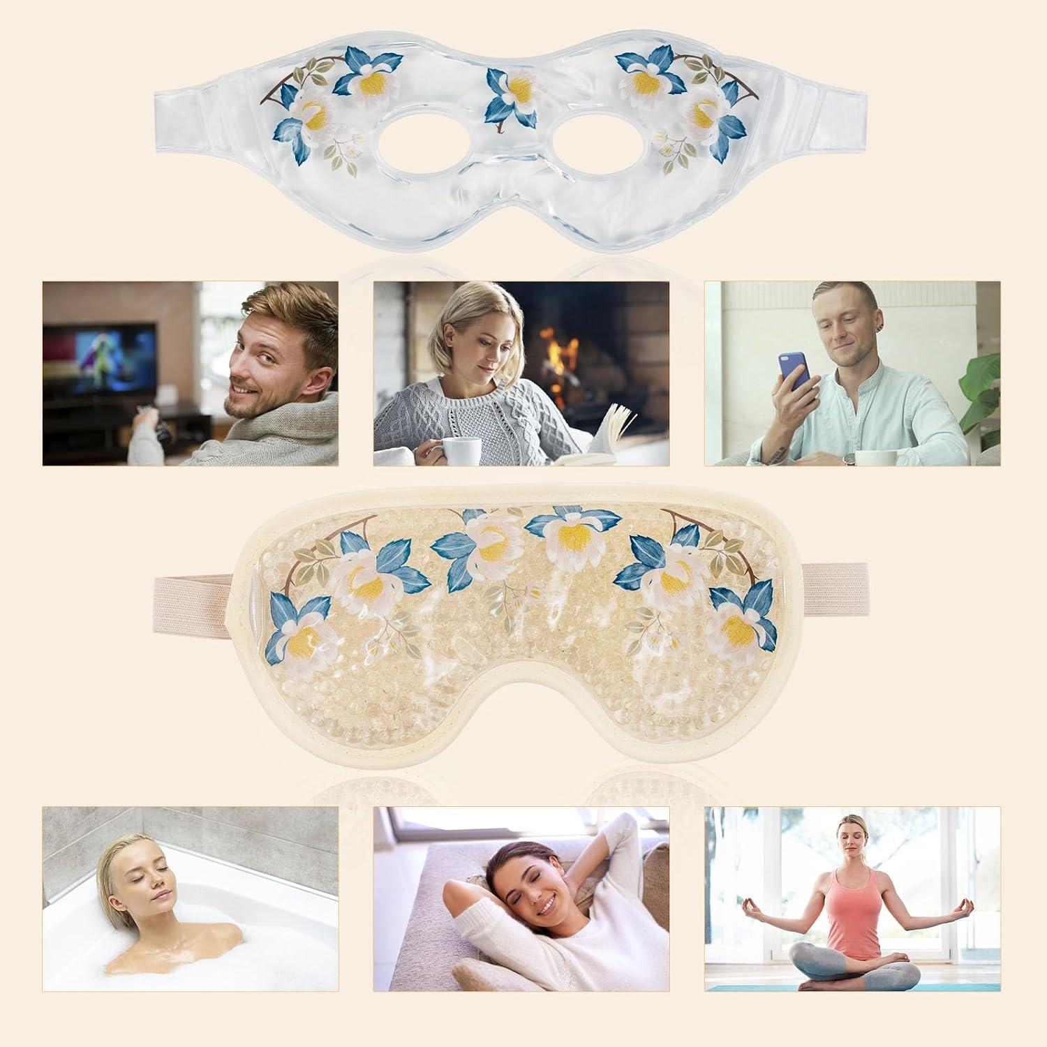 Cooling Gel Eye Mask Set - Ice Face Mask with Eye Holes and Plush ...