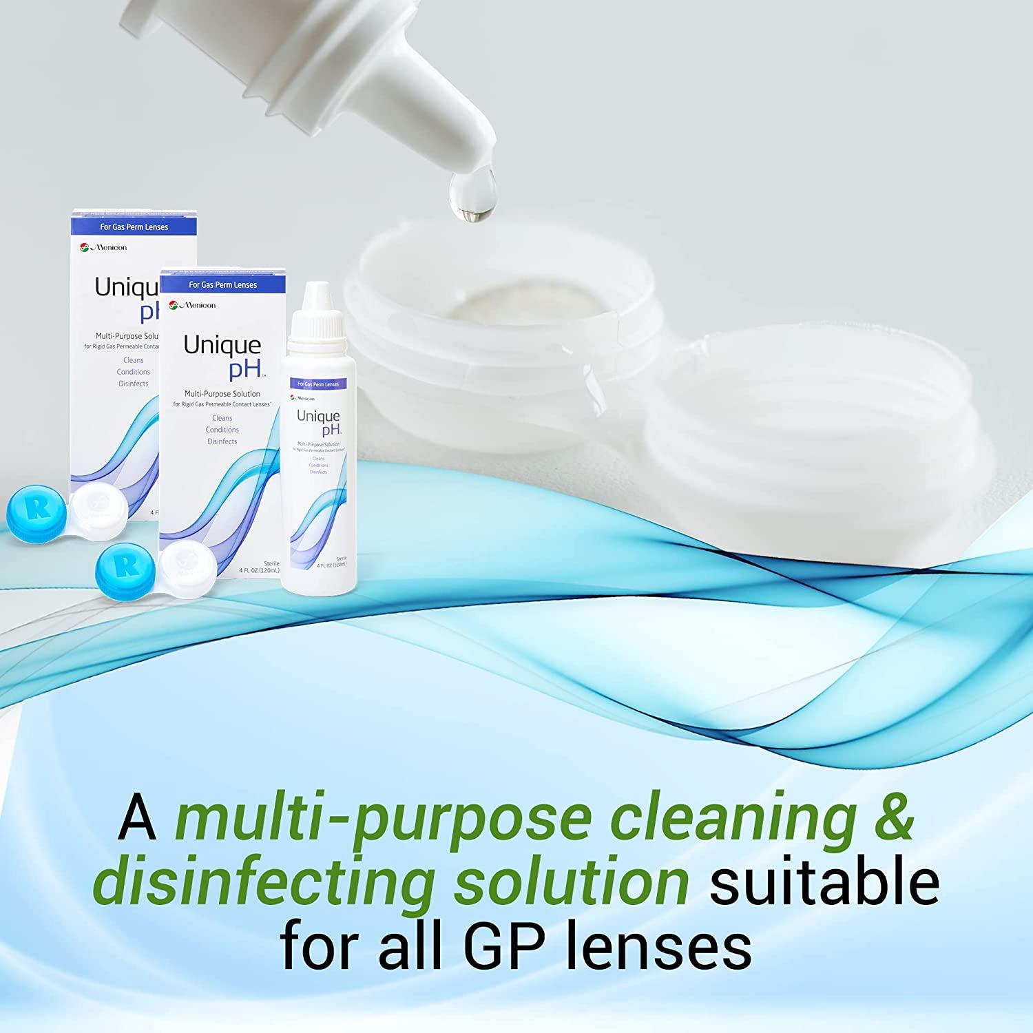 Menicon Unique pH Multi-Purpose Solution + RGP Lens Case - 4 fl oz (120ml) x 2 | Buy Now with ...