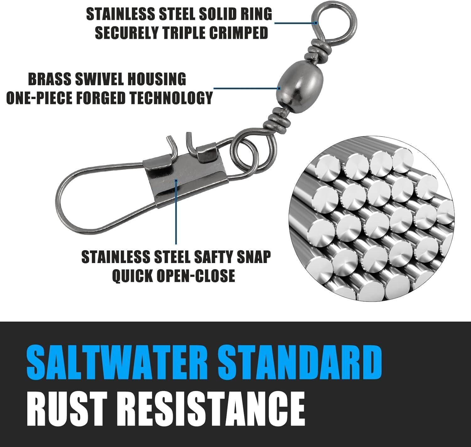 Dr.Fish 50 Pack Fishing Snap Swivels Barrel Swivel with Snap ...