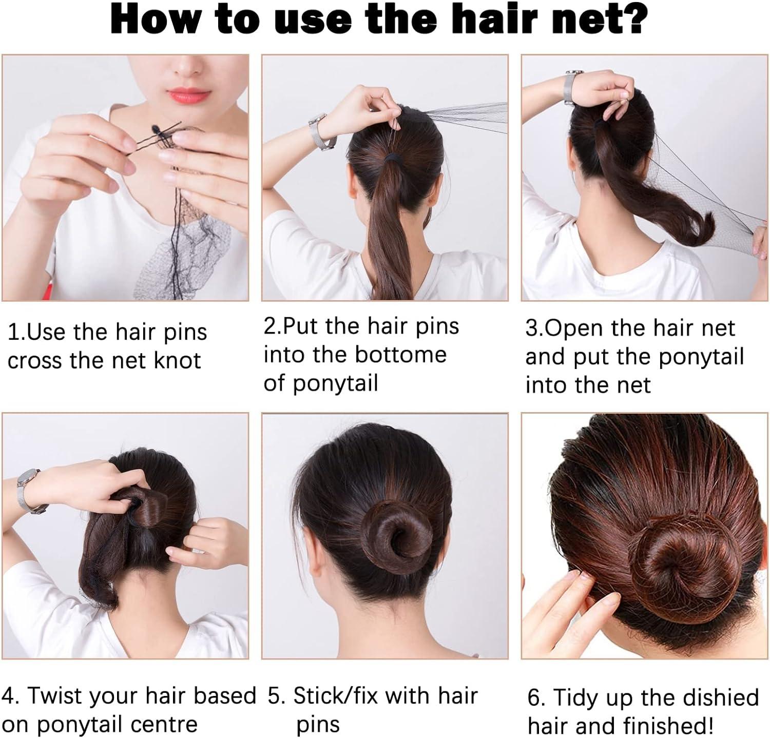 Blonde Ballet Hair Nets 50Pcs with Bobby Pins - Elastic Mesh Bun Nets ...