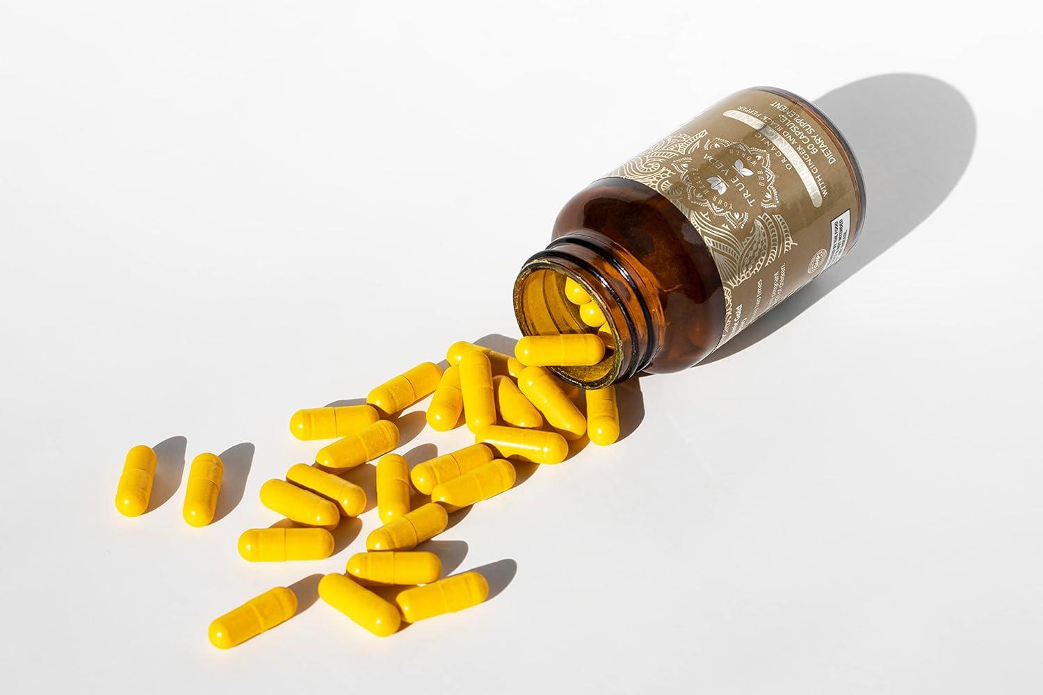 Certified Organic Turmeric Capsules with Black Pepper, Ginger, and High ...