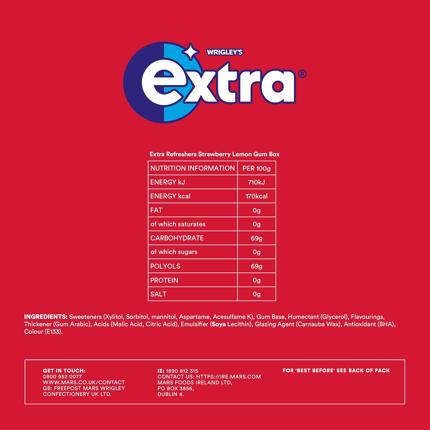 Extra Refreshers Strawberry Lemon Sugarfree Chewing Gum Handy Box 7pcs ...