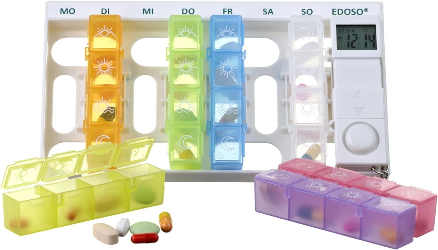Edoso 7-Day Pill Organizer with Alarm | Weekly Medicine Box & Timer for ...