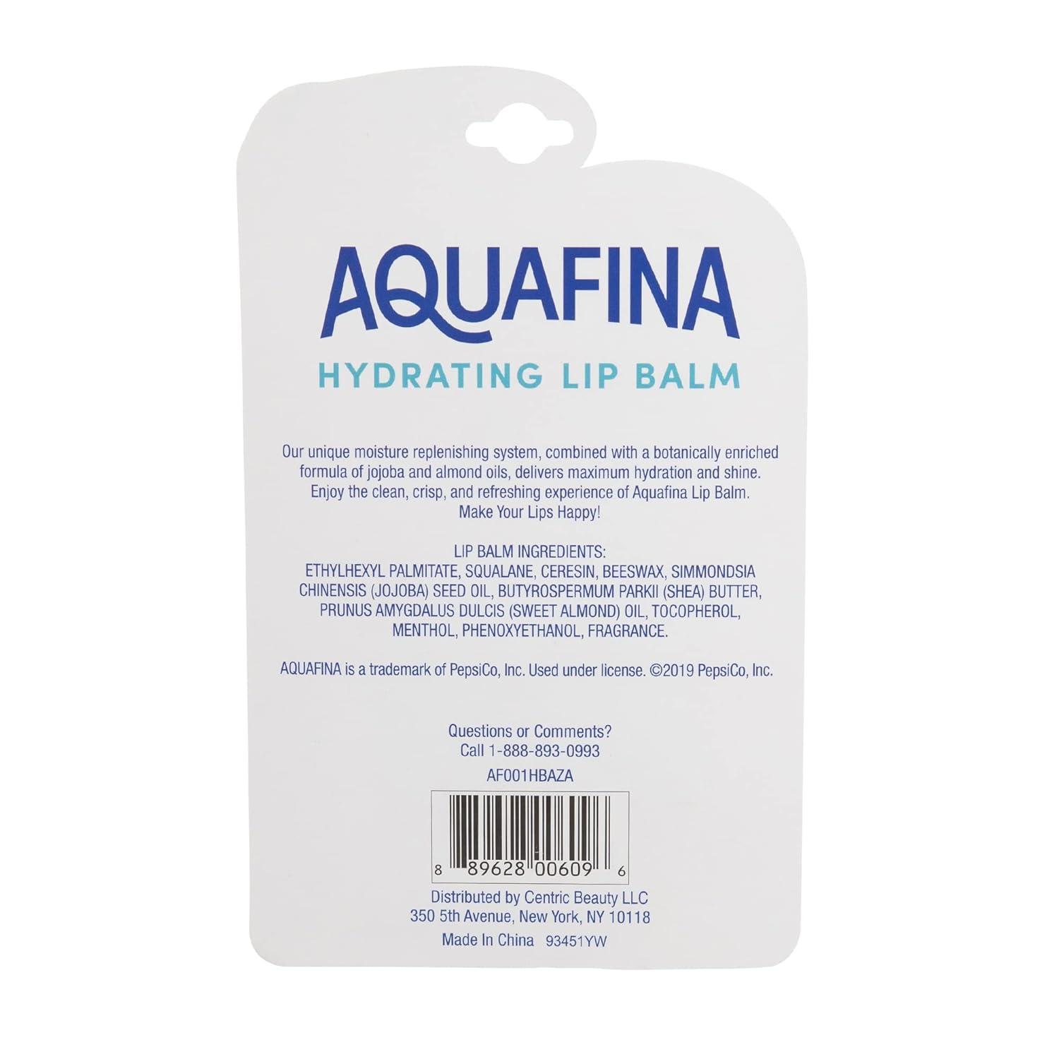 Aquafina Hydrating Lip Balm 4 Pack with Jojoba & Almond Oils, Vitamin E ...