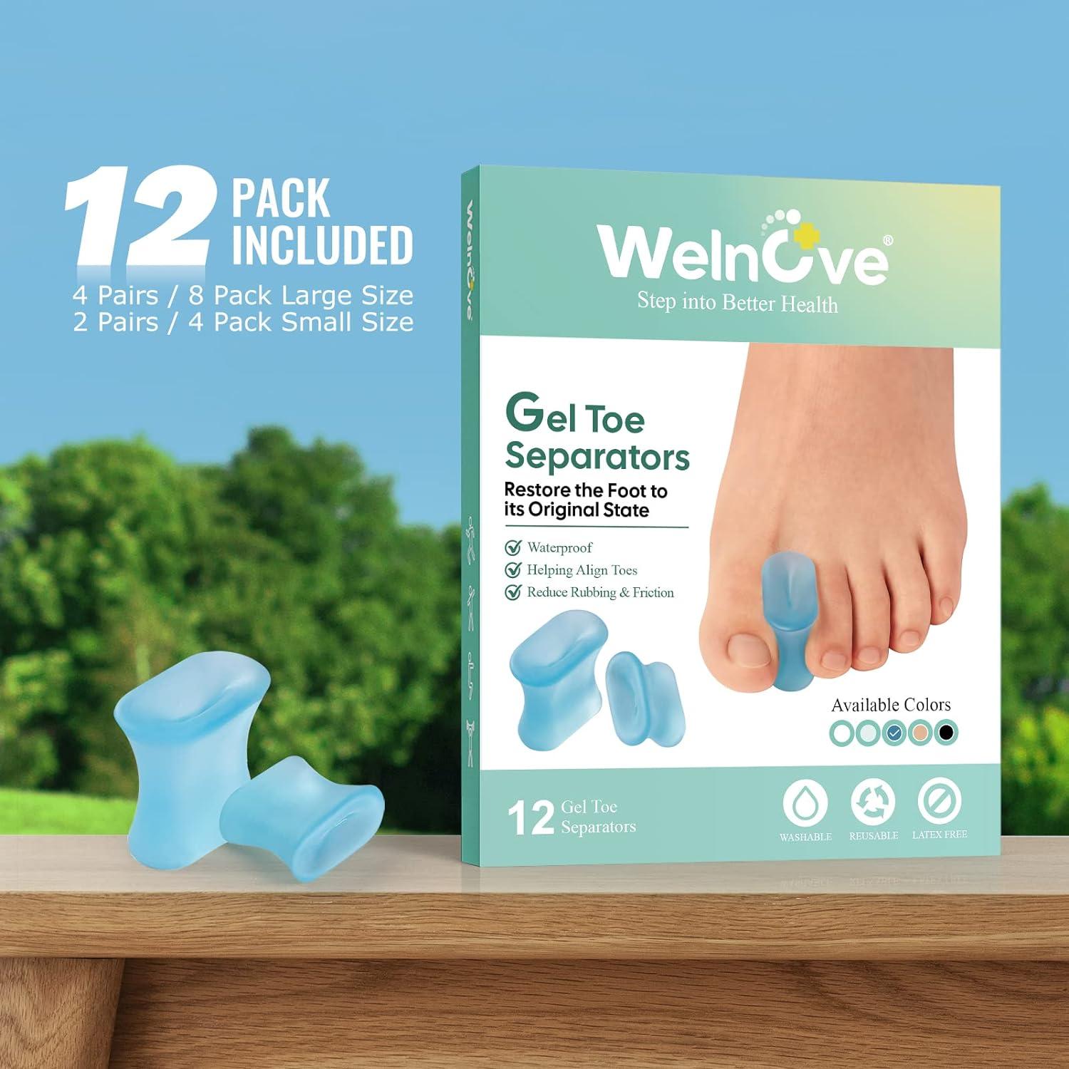 Welnove Gel Toe Separators 12-Pack - Bunion Pads & Toe Spacers for ...