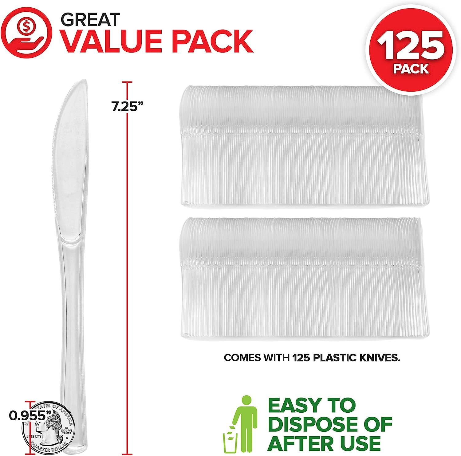 Stock Your Home 125-Count Disposable Plastic Knives - Heavy Duty ...
