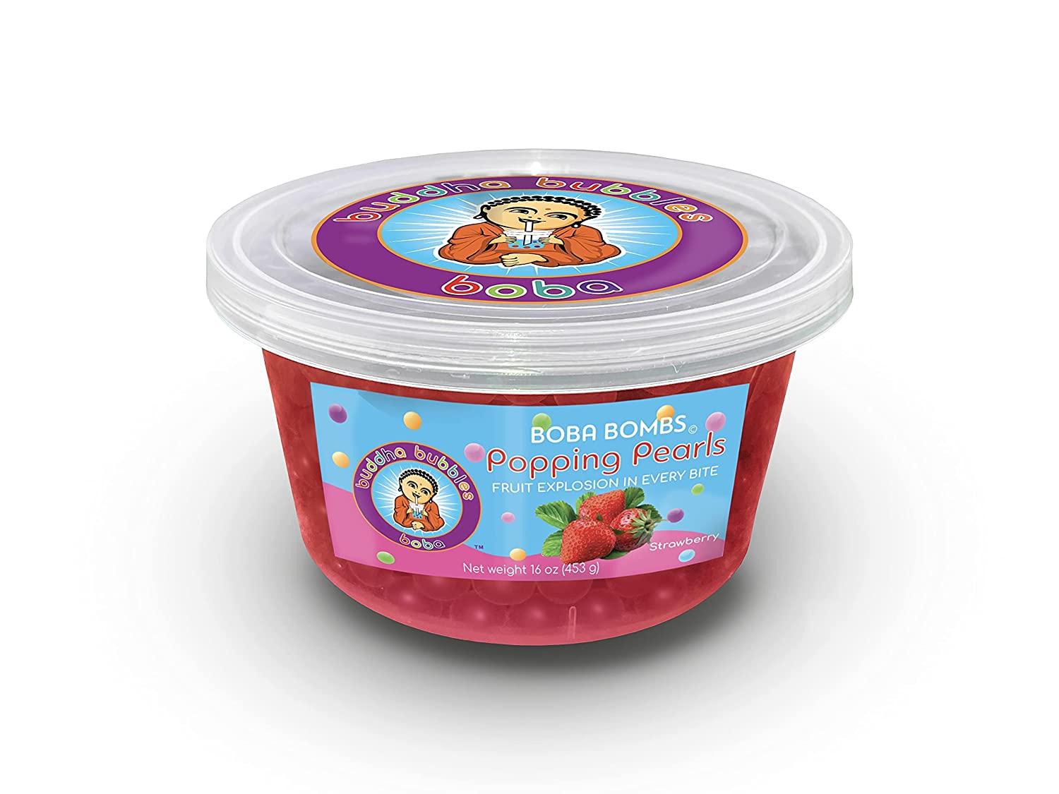 Strawberry Bursting Boba Pearls - Buddha Bubbles Boba Dessert Topping ...