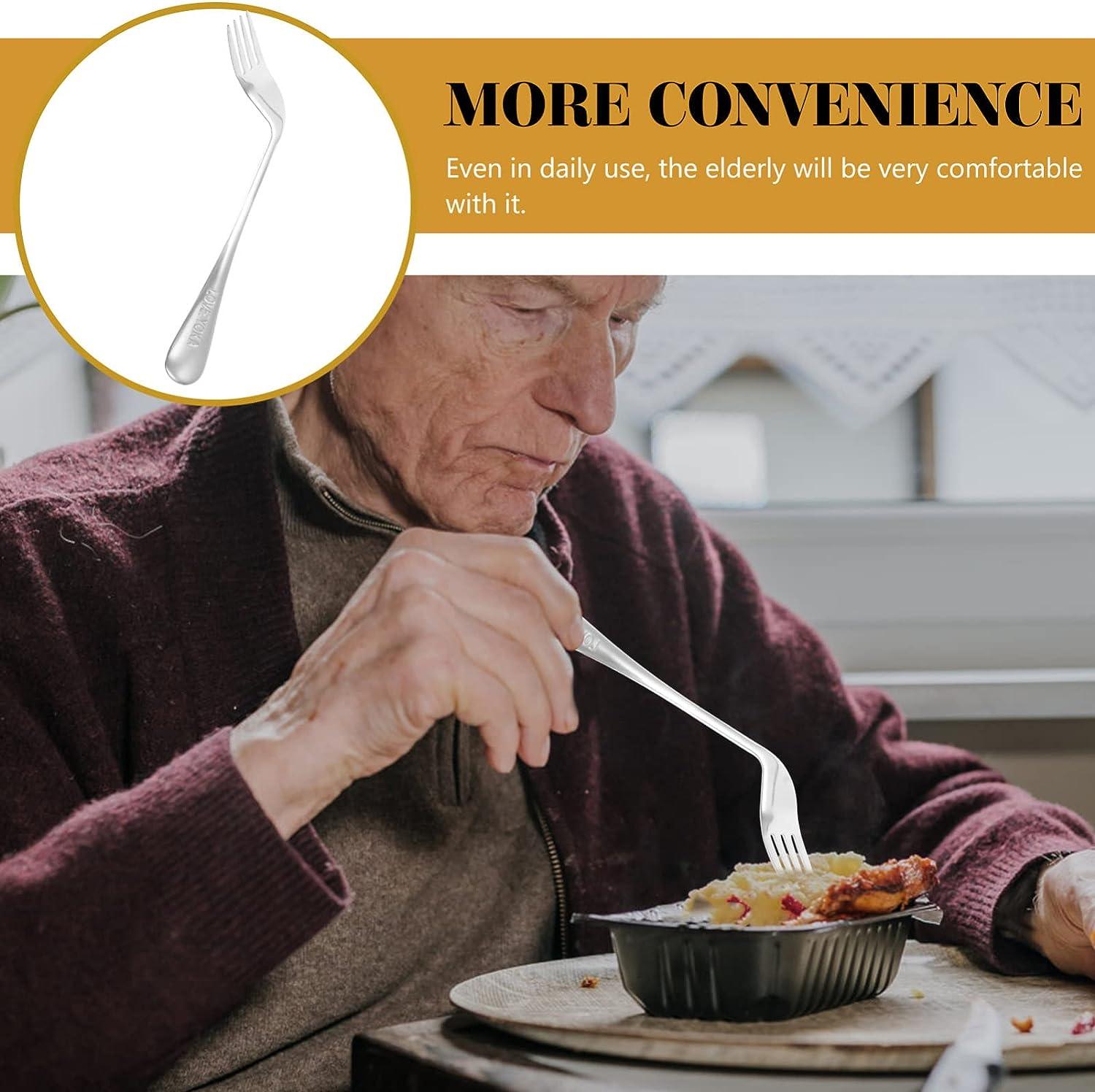 FOMIYES Adaptive Curved Fork - Stainless Steel Utensil for Hand Tremors ...
