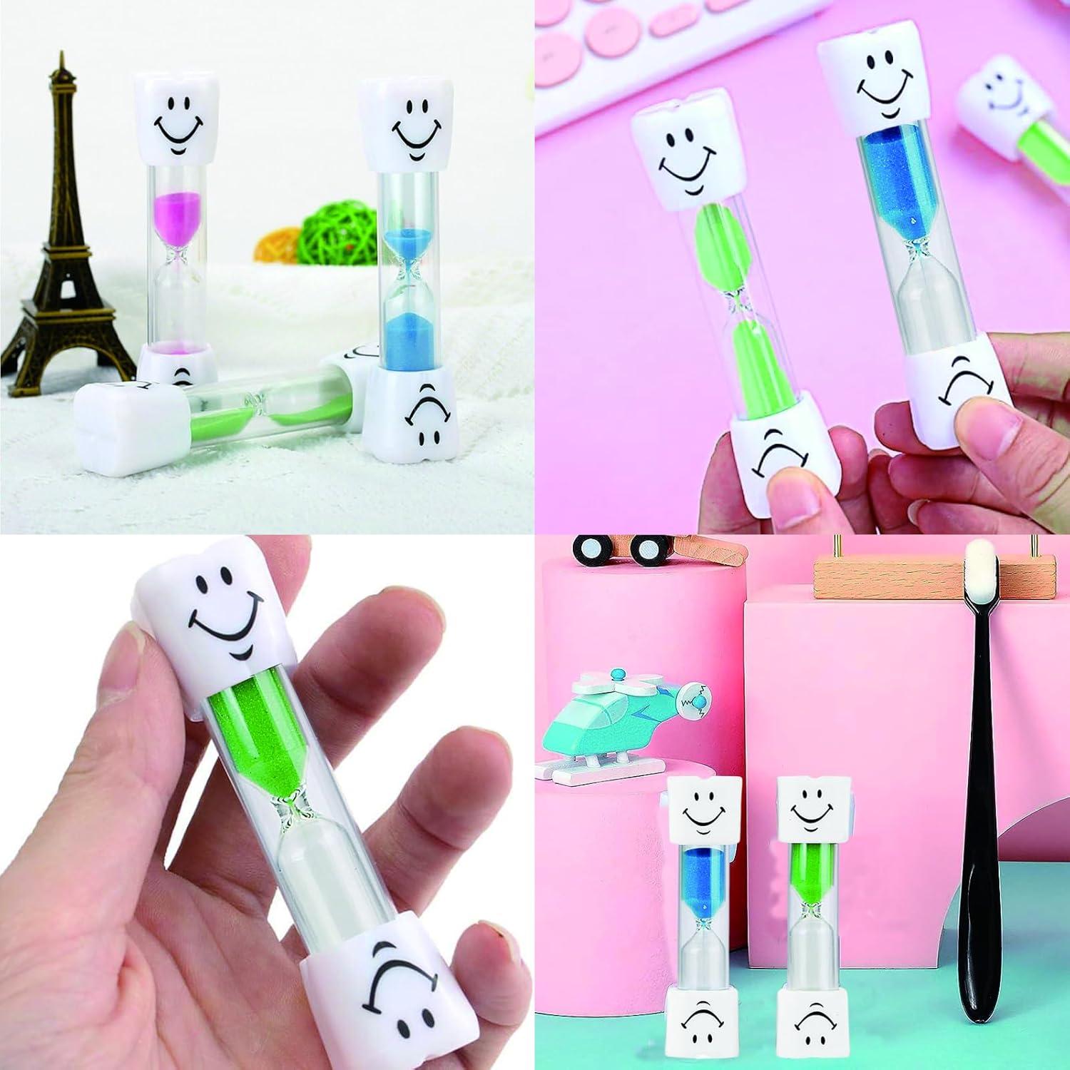 Smiley Hourglass Toothbrush Timer for Kids - 3-Piece Colored Sand Egg ...