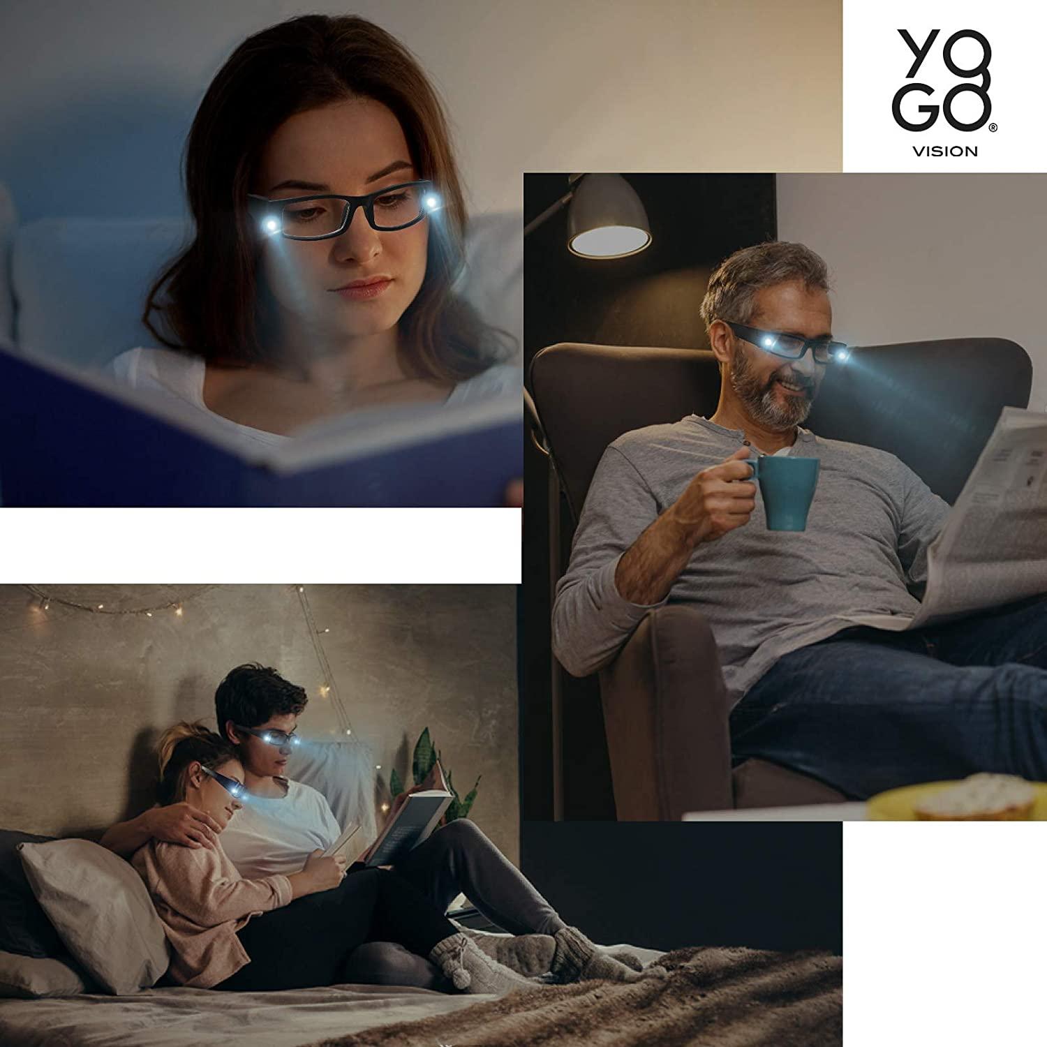 LED Lighted Reading Glasses 3.5x Magnification for Clear Vision - 2 ...