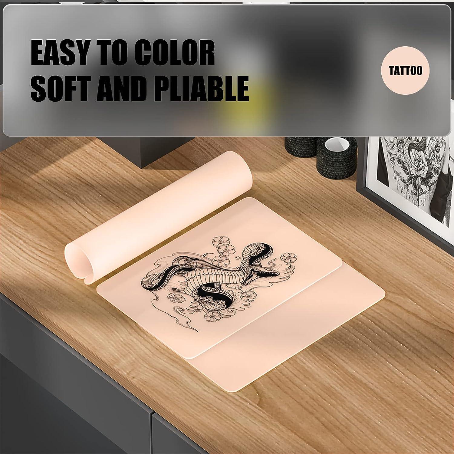 LEEYUKA Tattoo Skin Practice Kit with 30 Fake Skins & Stencil Paper ...