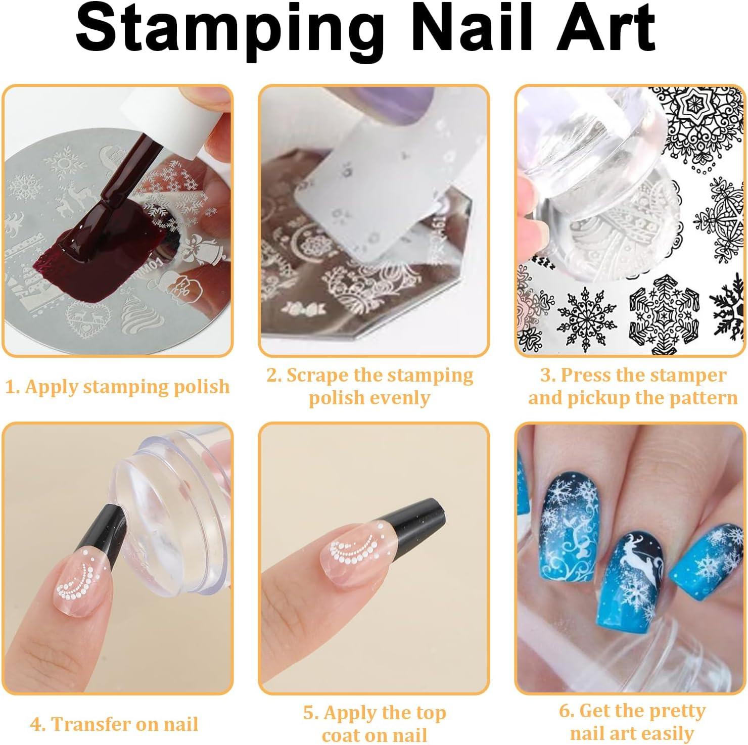 French Tip Nail Stamp Kit Silicone Nail Stamper Nail Art Brushes Nail ...