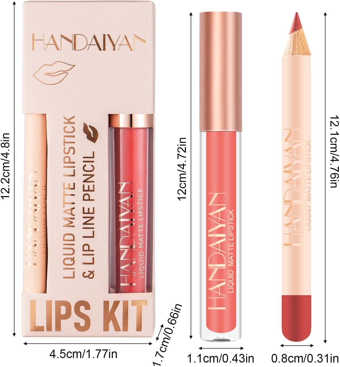 12 Colors Matte Lip Gloss & Lip Liner Set | Velvety Waterproof Lip ...