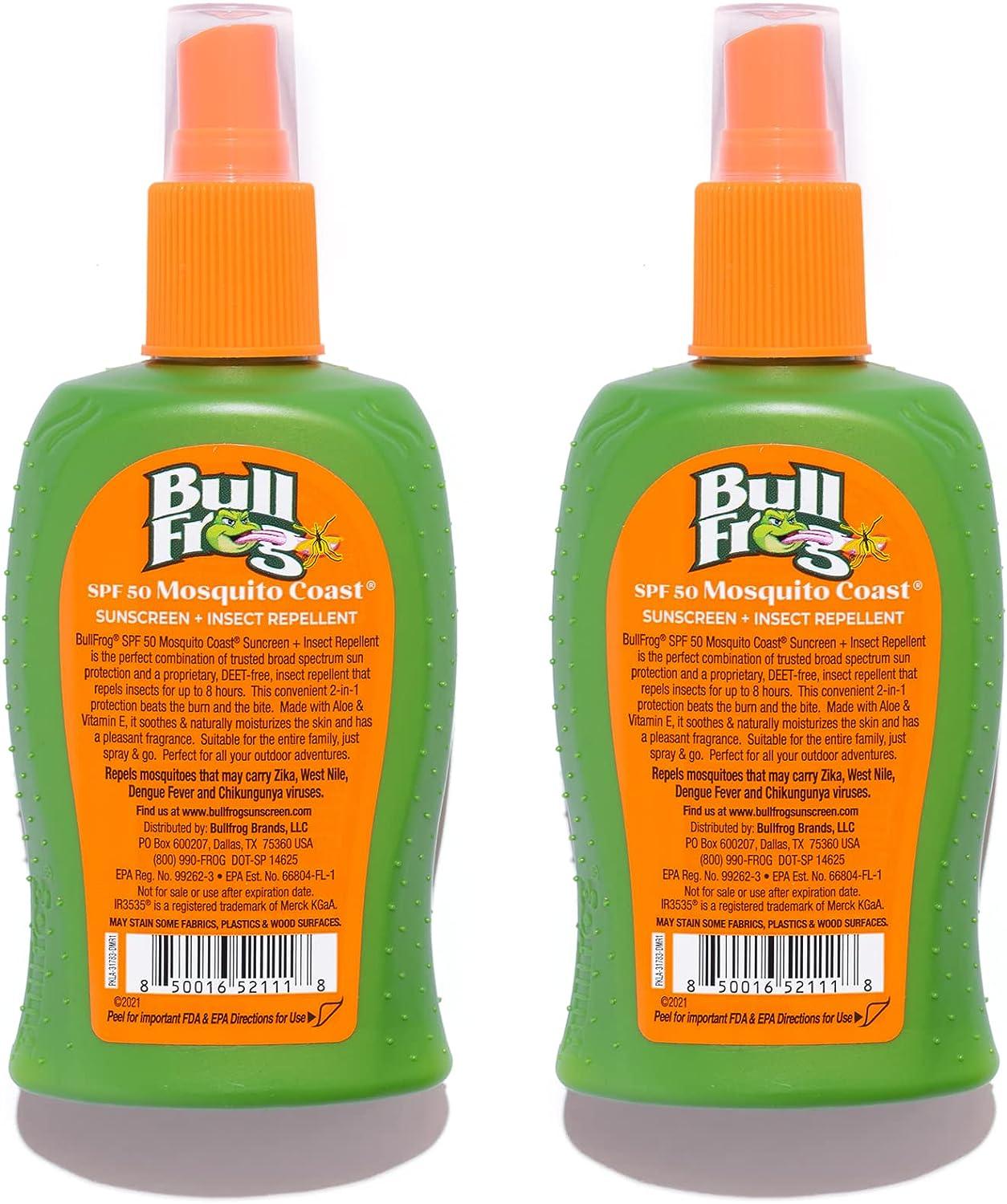 Bullfrog Mosquito Coast Bug Spray & Sunscreen SPF 50 Pump Spray 4.7 Fl ...