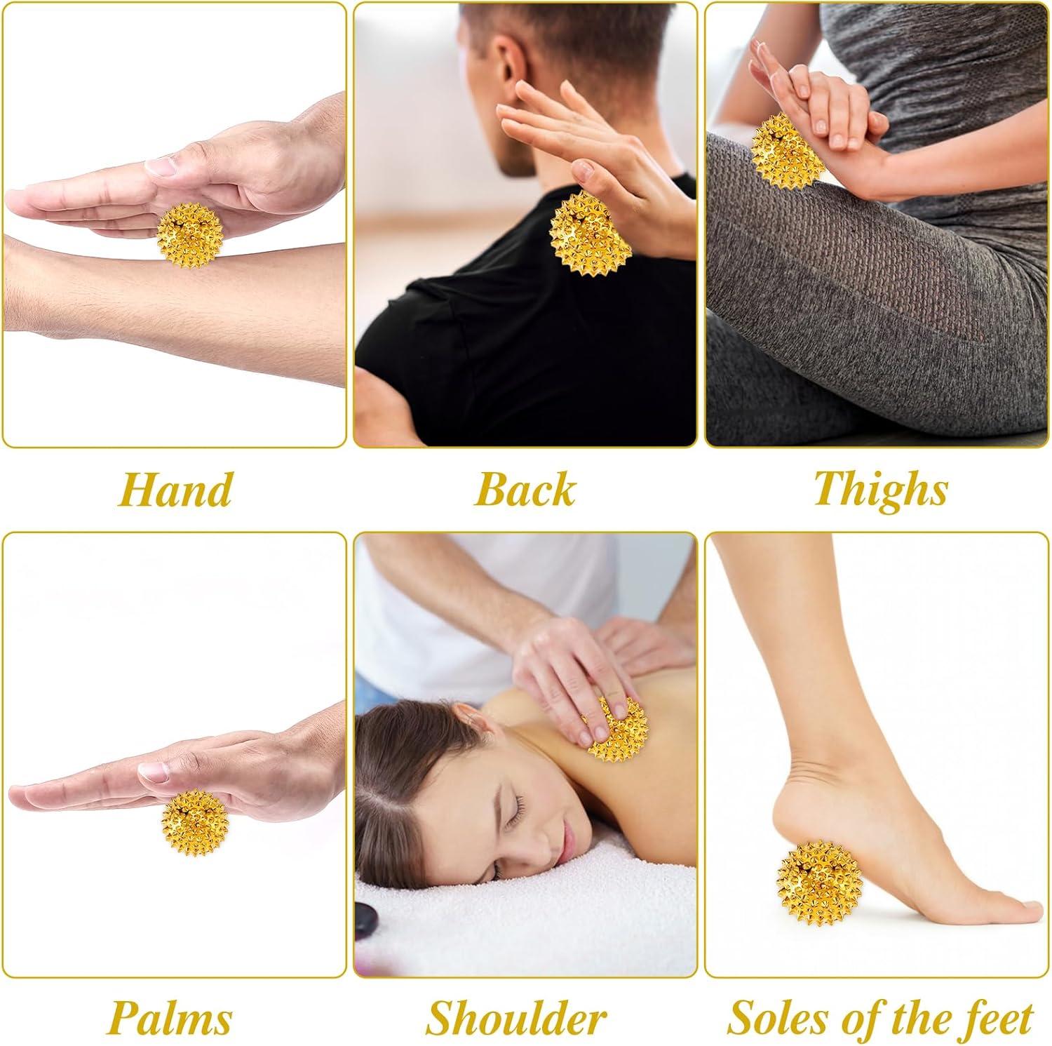 2 Magnetic Acupressure Balls & 8 Finger Massage Rings Set - Golden ...