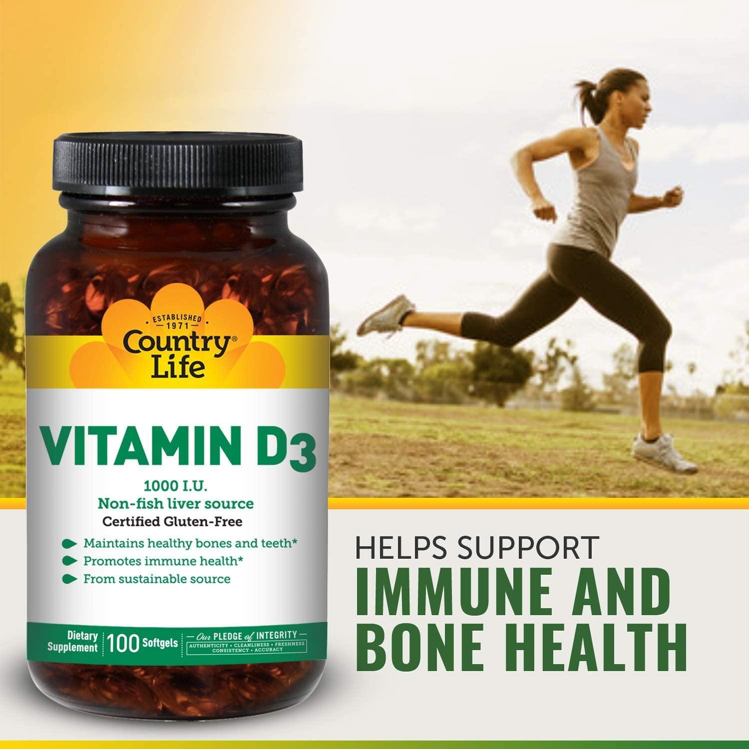 Country Life Dry Vitamin D 1000 IU - 100 Tablets | Enhance Immunity ...