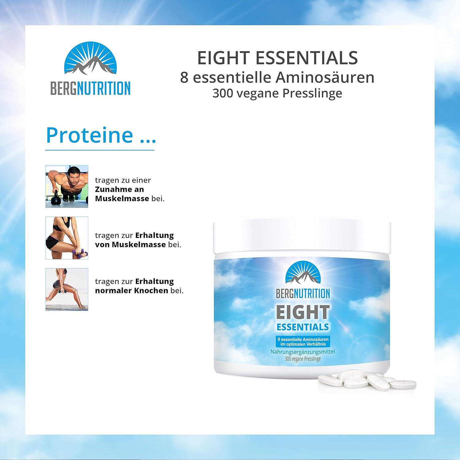 Berg NUTRITION EIGHT Essentials - 300 Vegan Amino Acid Tablets with 8 ...