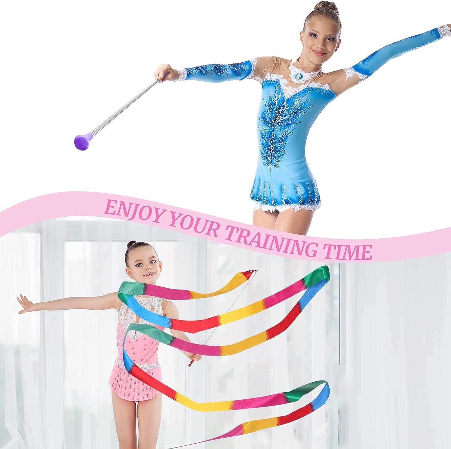 HyDren 21 Inch Rainbow Dance Ribbon Twirling Baton for Gymnastics and ...