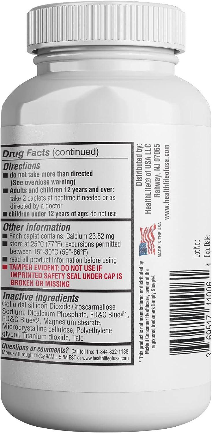 HealthLife Sleep Aid 600 Count Diphenhydramine HCl Caplets 25mg - Blue ...