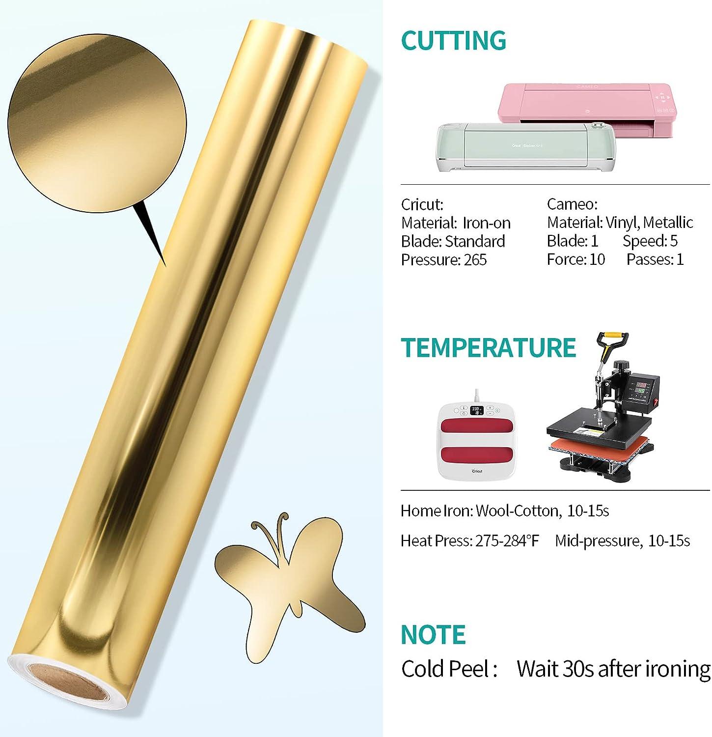 VINYL FROG Gold Metallic Foil HTV Vinyl Roll 12x5ft - Easy to Cut ...