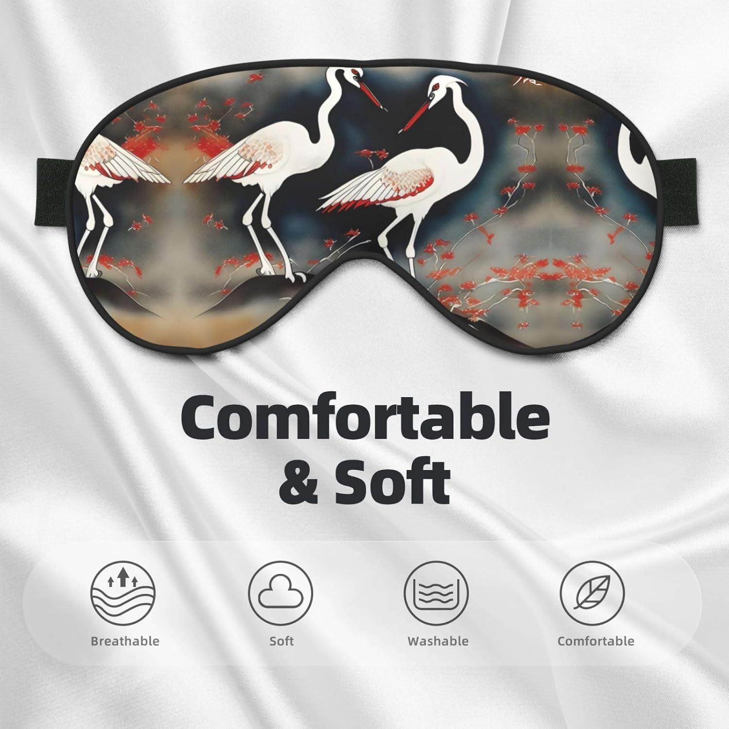 Japanese Cranes Flying Eye Mask - Soft Light-Blocking Unisex Sleep Mask ...