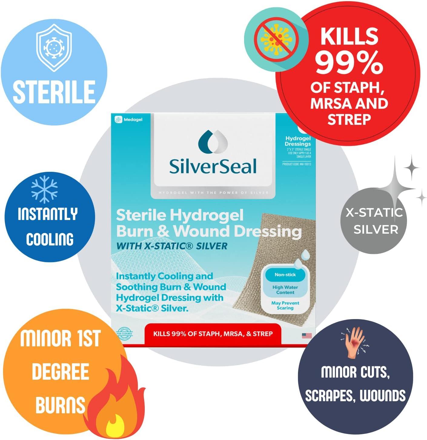 SilverSeal Burn and Wound Dressing Hydrogel Pads with X-Static Silver ...