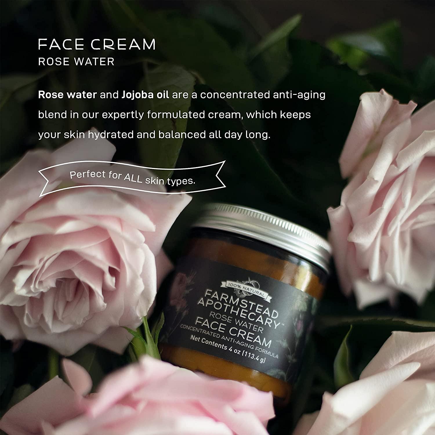 Farmstead Apothecary Natural Anti-Aging Rose Water Face Cream 4 oz ...