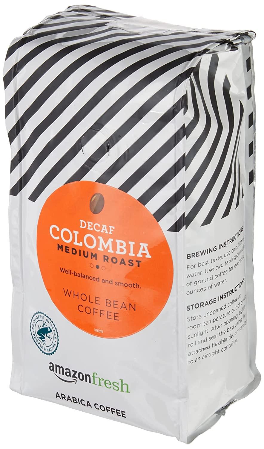 AmazonFresh Decaf Colombia Whole Bean Coffee 12oz - Medium Roast | Buy ...