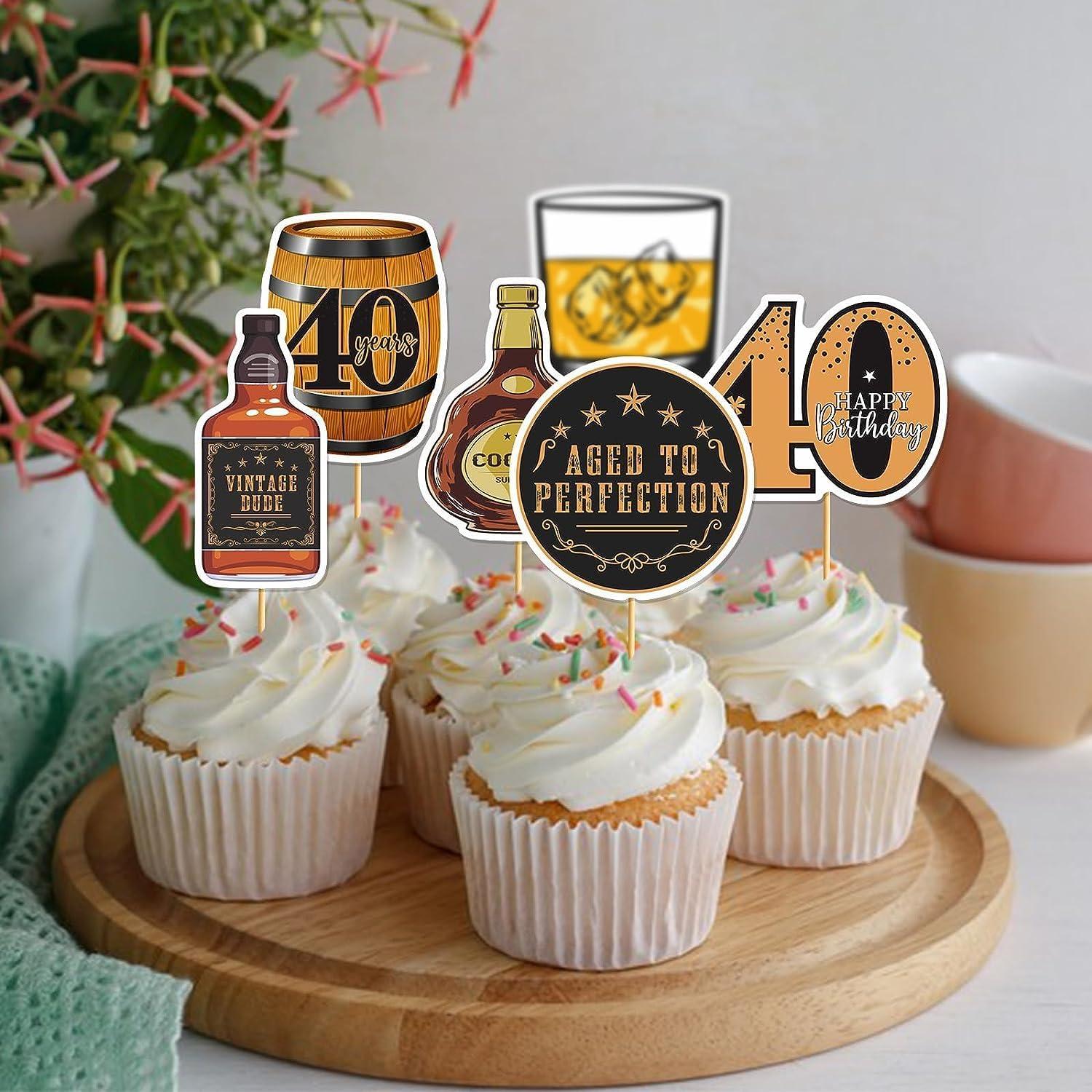 30Pcs 40th Birthday Cupcake Toppers for Men 40th Birthday Decorations ...
