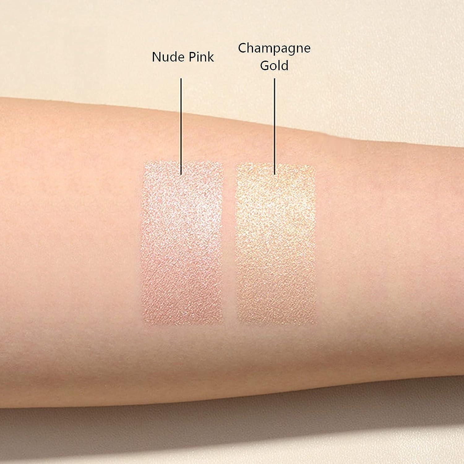 Champagne Gold Highlighter Palette with Brush - Shimmer & Glitter ...