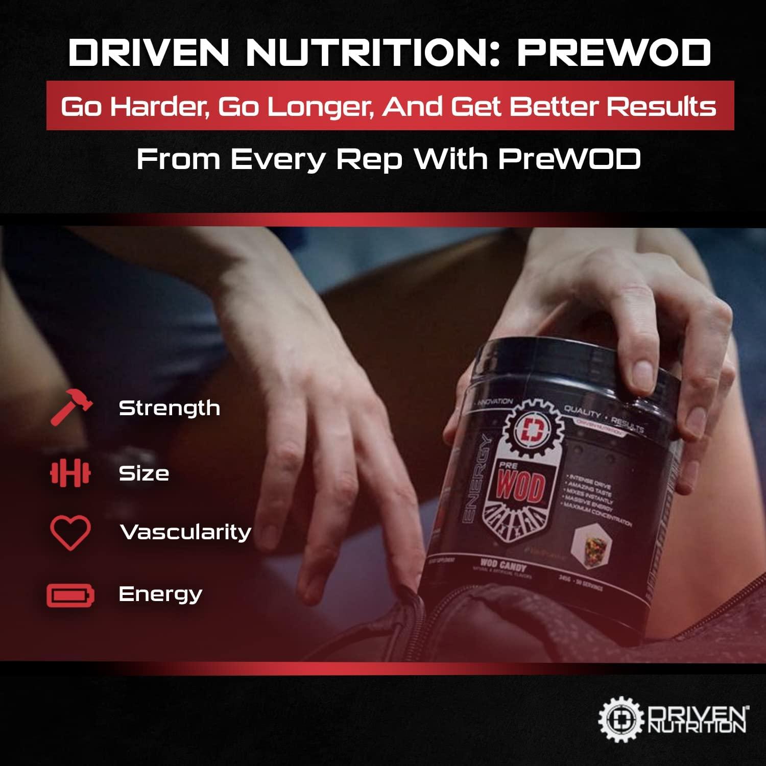 Driven PREWOD Energy Drink Powder - 50 Servings - Green Apple Flavor ...