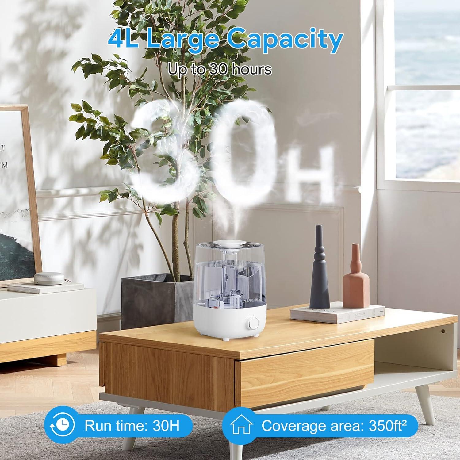 ALACRIS 4L Large Cool Mist Humidifier for Bedroom & Baby Room | Ultra ...