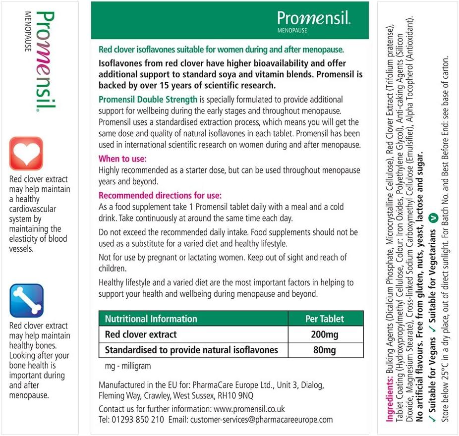 Promensil Red Clover Double Strength 30 Tablets - Natural Menopause ...