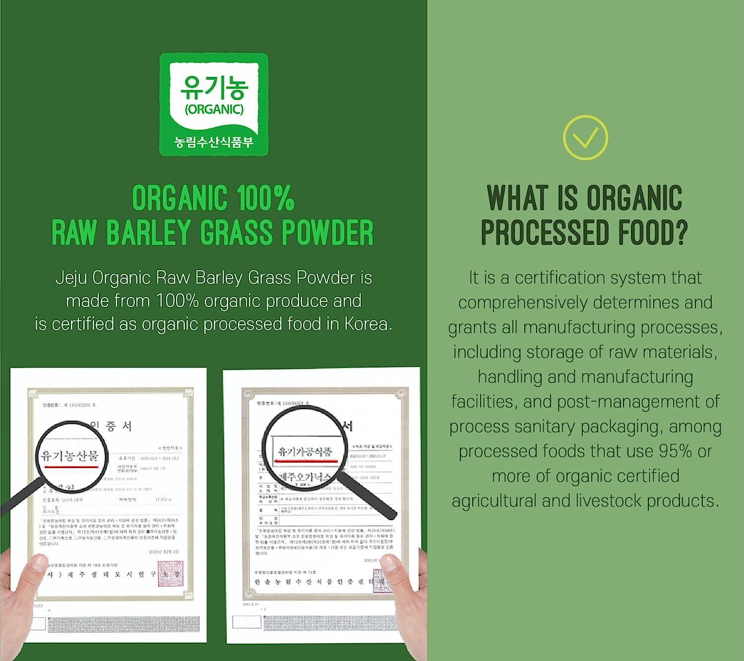 Organic Korean Barley Grass Powder - 30 Stick Packets of Premium Raw ...