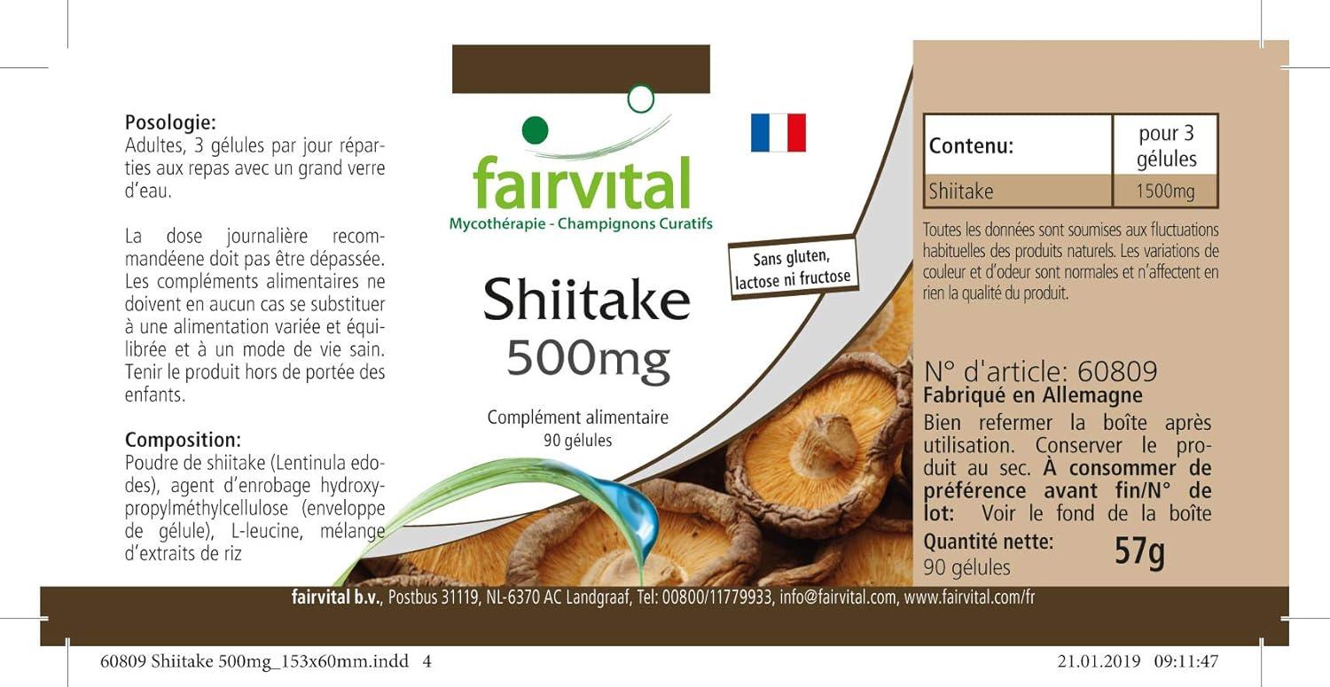 Fairvital | Shiitake - Pure Mushroom 500mg - 90 Vegetarian Capsules | Buy Now with Express ...