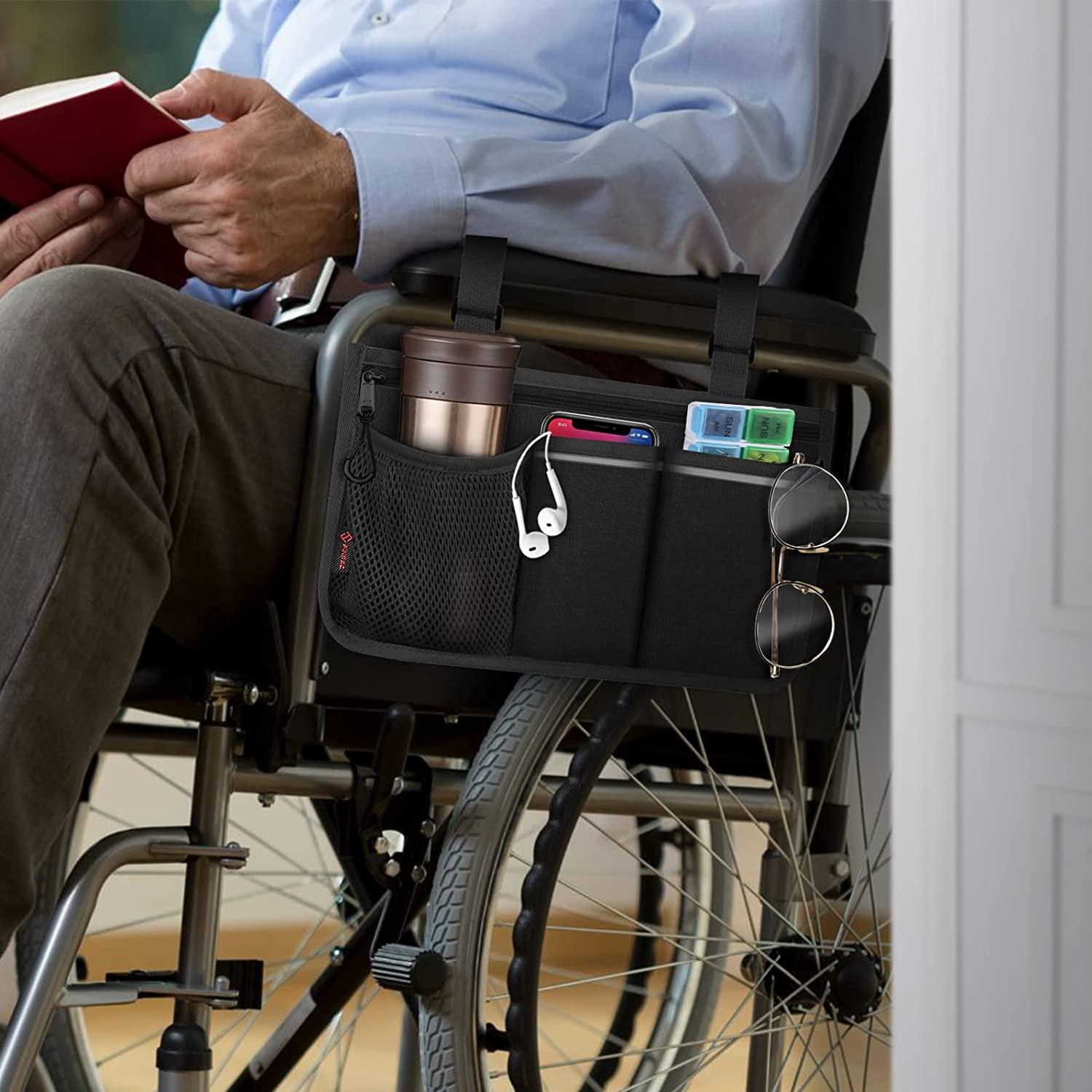 FINPAC Wheelchair Side Storage Bag - Armrest Accessories Organizer with ...