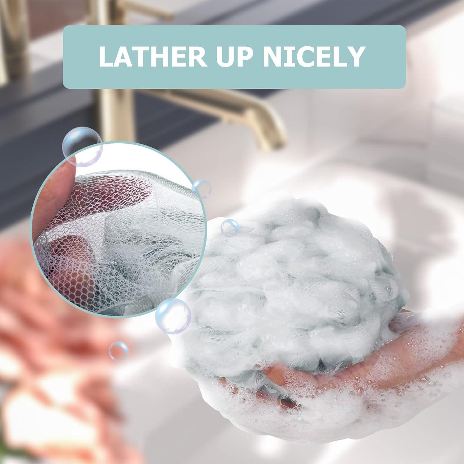Extra Large Shower Puff Loofah 4 Pcs Bath Sponge Set - Body Scrubber ...