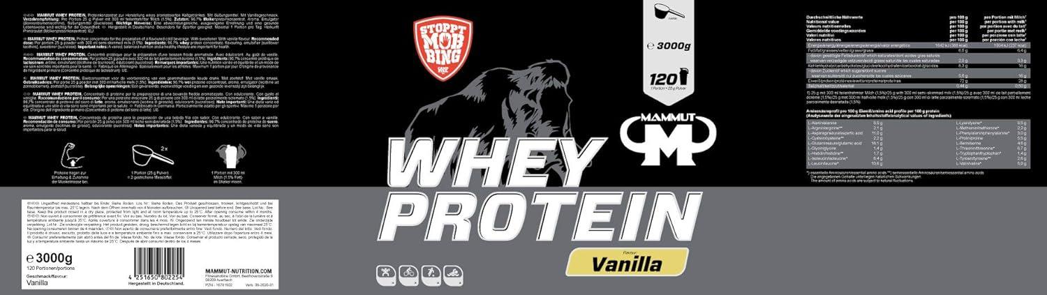 3kg Mammut Whey Protein - Vanilla Flavor + Free Shaker Bar & Powder ...