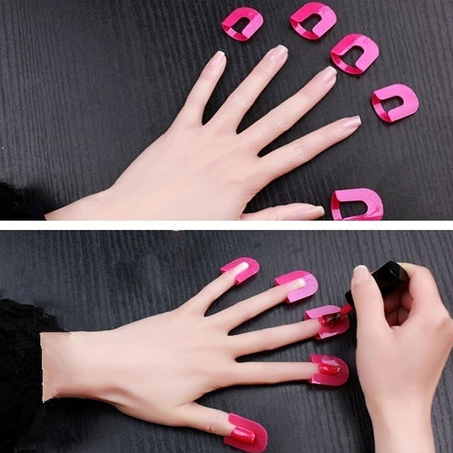 52 Pcs (10 Size) Curve Shape Spill-proof Finger Cover Nail Polish Edge ...