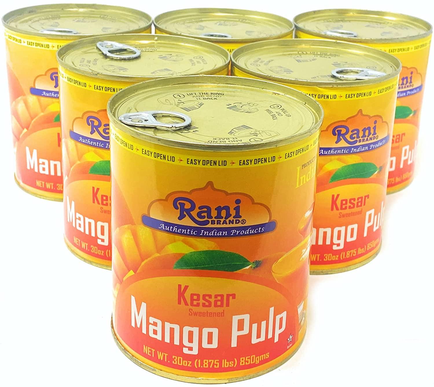 Rani Mango Pulp Puree 30oz Pack of 6 - Kesar Sweetened, All Natural ...