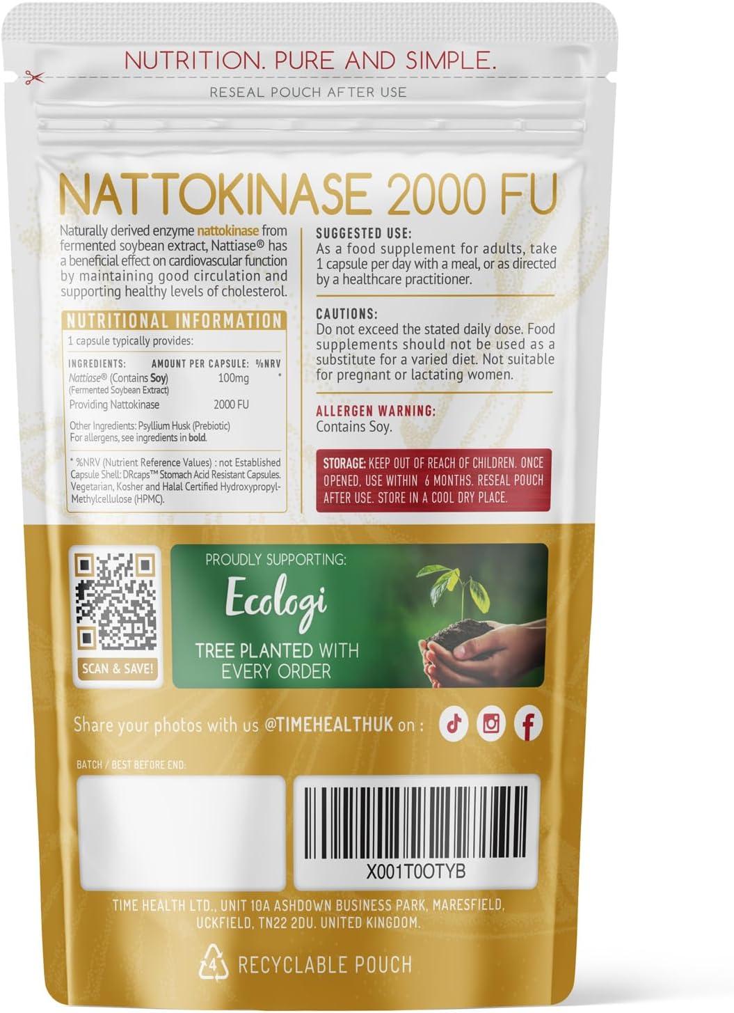 Nattokinase 2000 FU 100mg - Japanese Natto Enzyme Capsules - UK Made ...