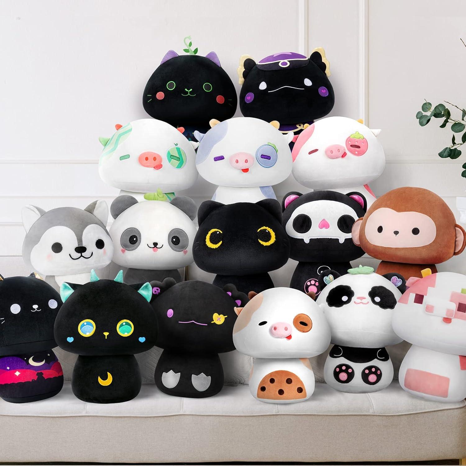 Mewaii 8'' Soft Cow Mushroom Pillow - Cuddly Cow Plush Toy for Kids ...