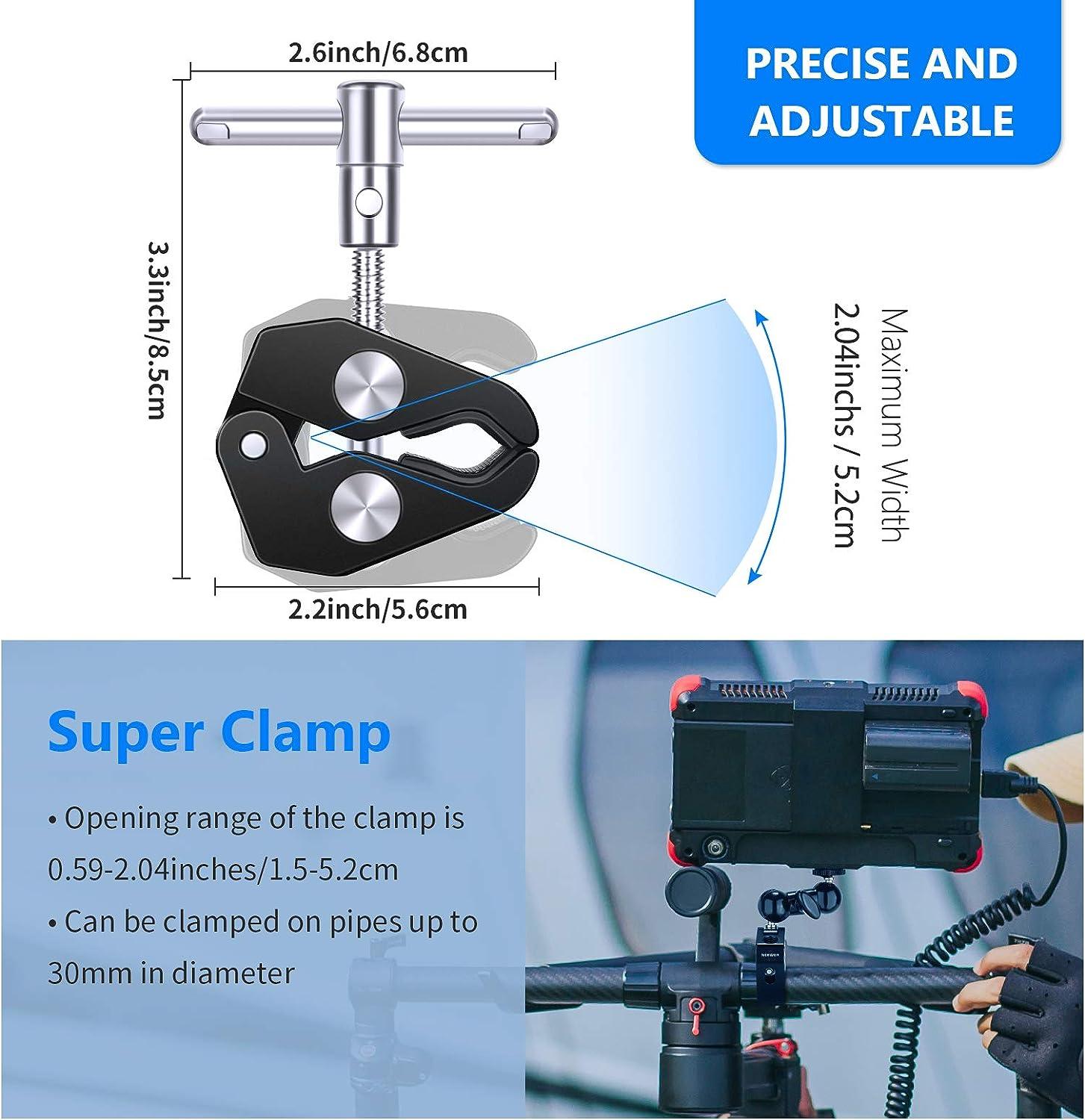NEEWER Camera Mount Clamp with Dual Ball Head Adapter - Compatible with ...