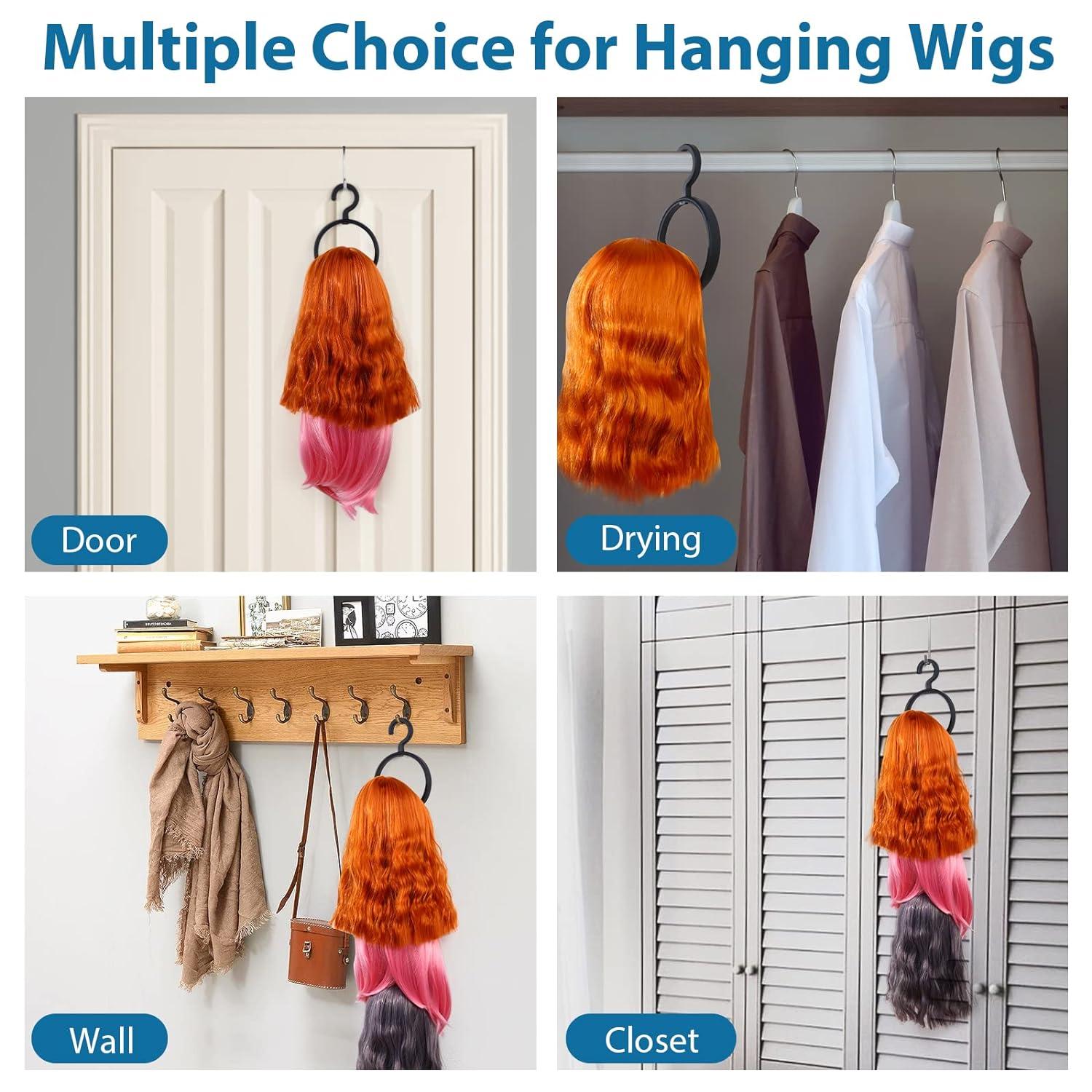 ORROENS Hanging Wig Stand - Premium 3 Pack for Display, Storage ...