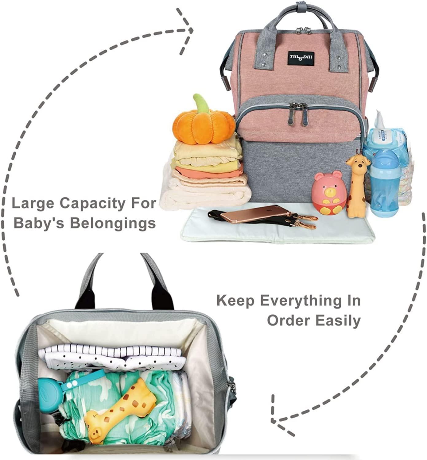 Tili Dili Premium Diaper Backpack with USB Charging Port - Blush Pink ...