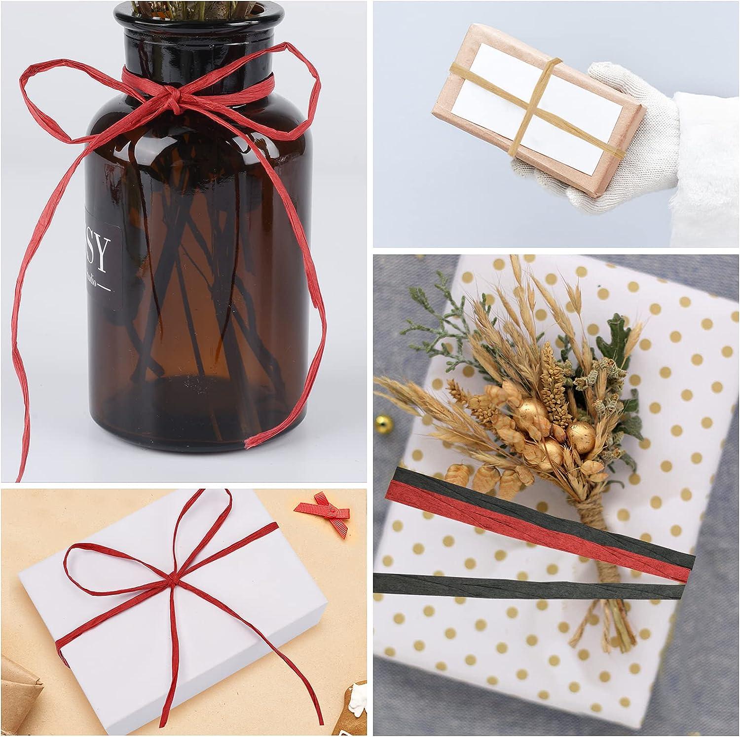 Christmas Natural Raffia Paper Ribbon - 6 Rolls, Matte Twine for Gift ...